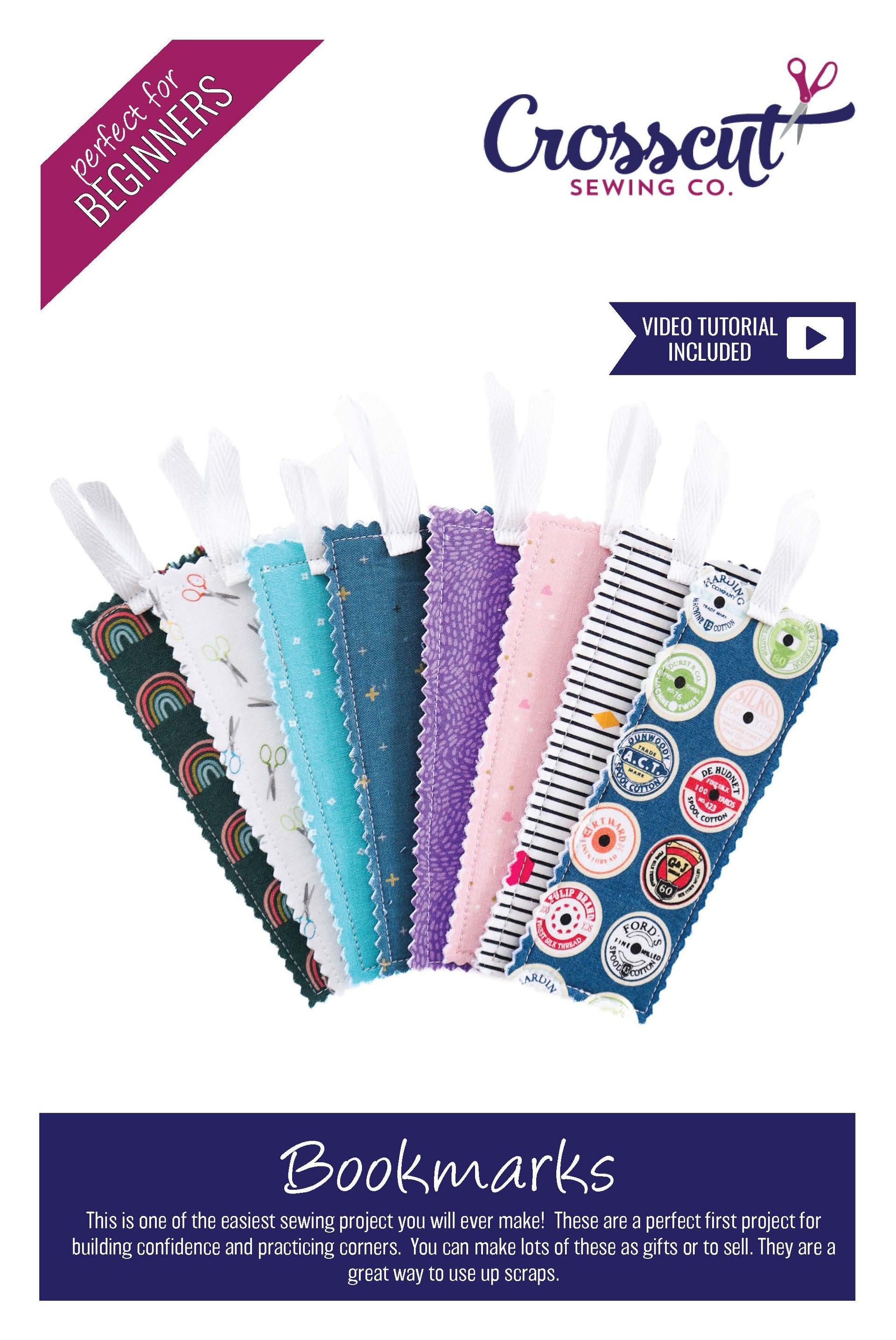 Bookmarks - Beginner Sewing Pattern & Video Tutorial – Crosscut Sewing Co.