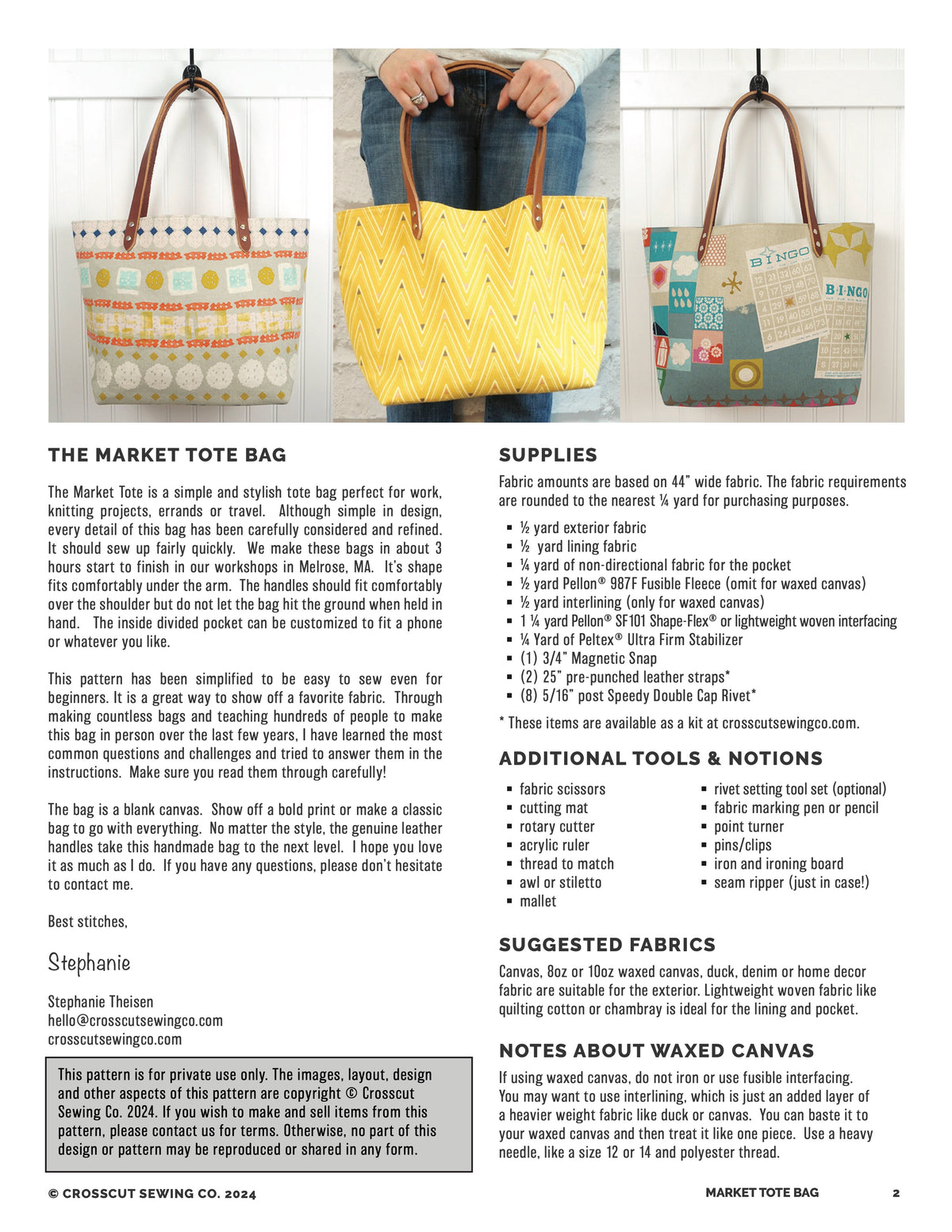 Market Tote Bag - Beginner Sewing Pattern & Video Tutorial – Crosscut ...